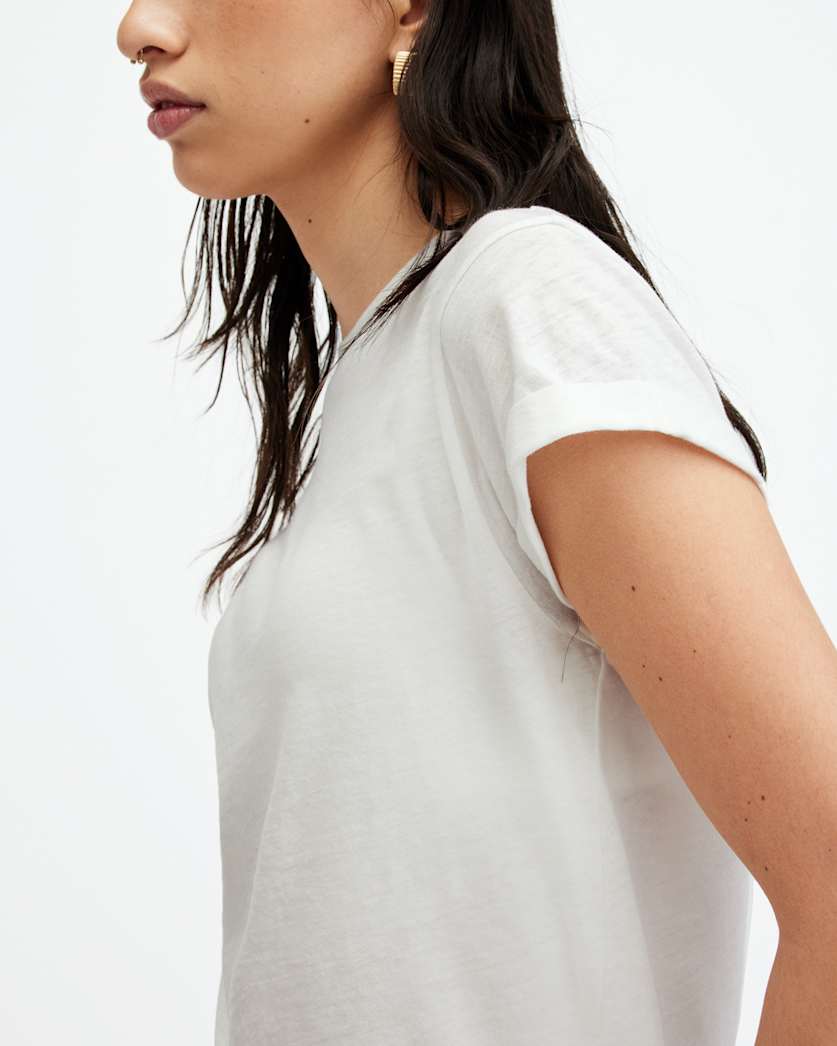 Anna Crew Neck Short Sleeve T-Shirt Chalk White | ALLSAINTS